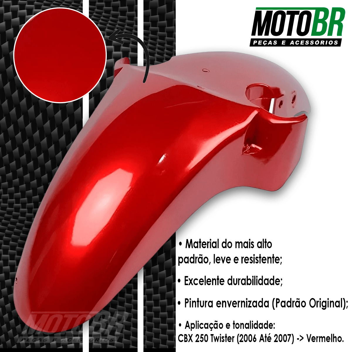 Paralama Dianteiro Cbx 250 Twister 2006 Até 2007 Vermelho