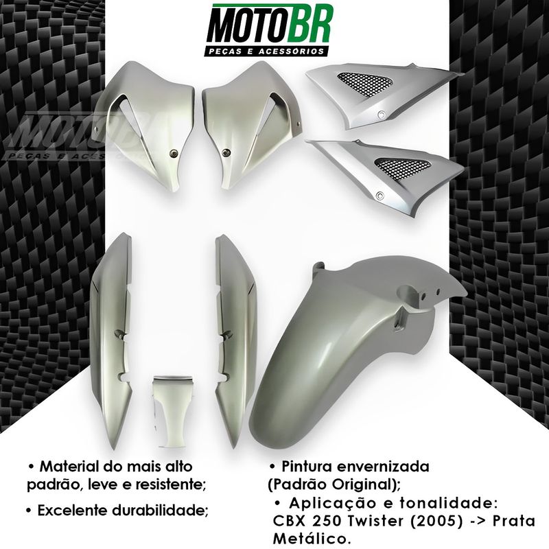 Kit Carenagem Completo Cbx 250 Twister 2005 Prata Metálico