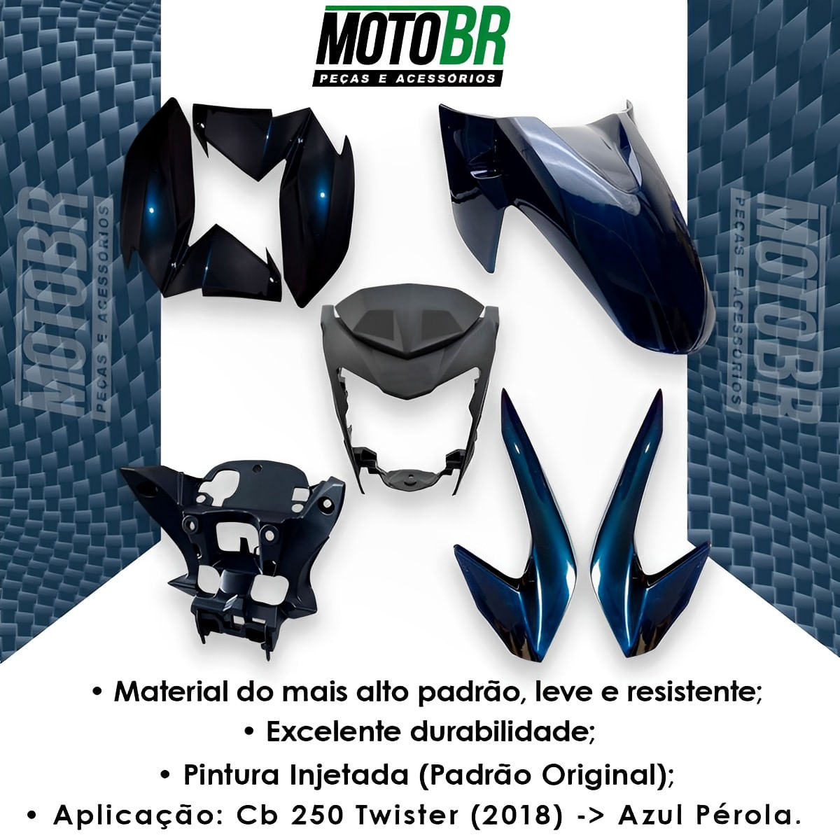 Kit Carenagem Completo CB 250 Twister 2018 Azul Perolizado - MotoBR