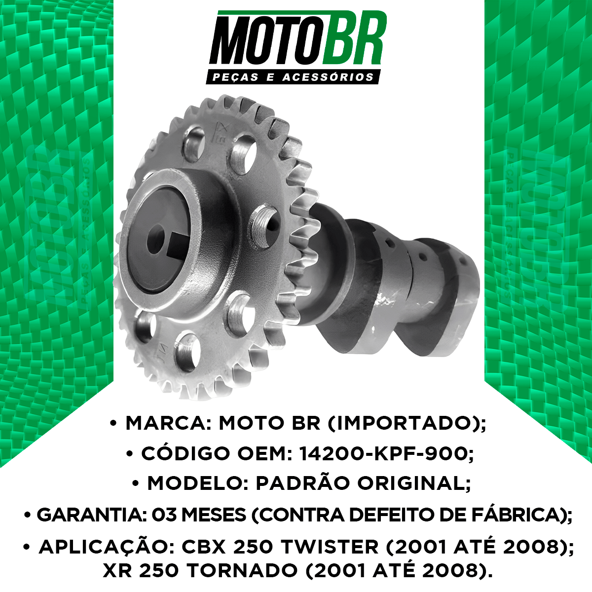 Árvore Comando Válvula Escape Tornado 250 Cbx 250 Twister Motobr