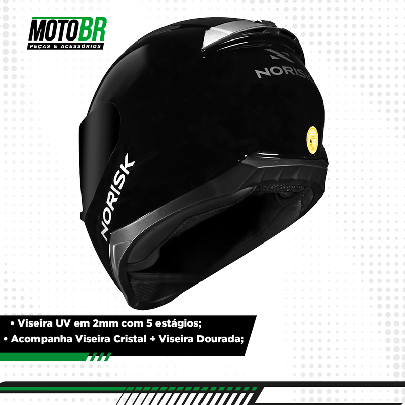 Capacete Norisk Razor Preto Brilhante