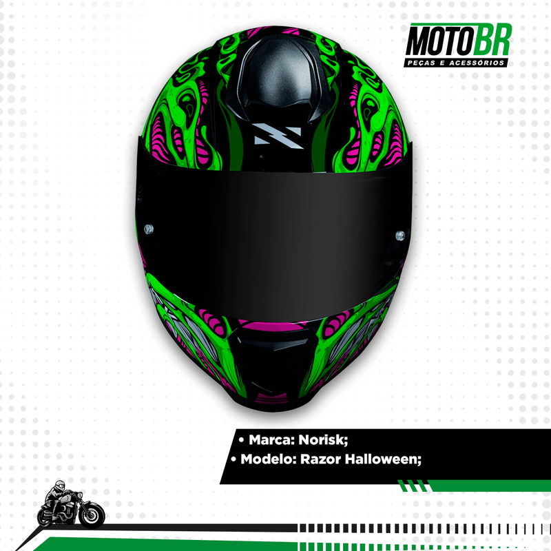Capacete Norisk Razor Parasite Verde - MotoBR