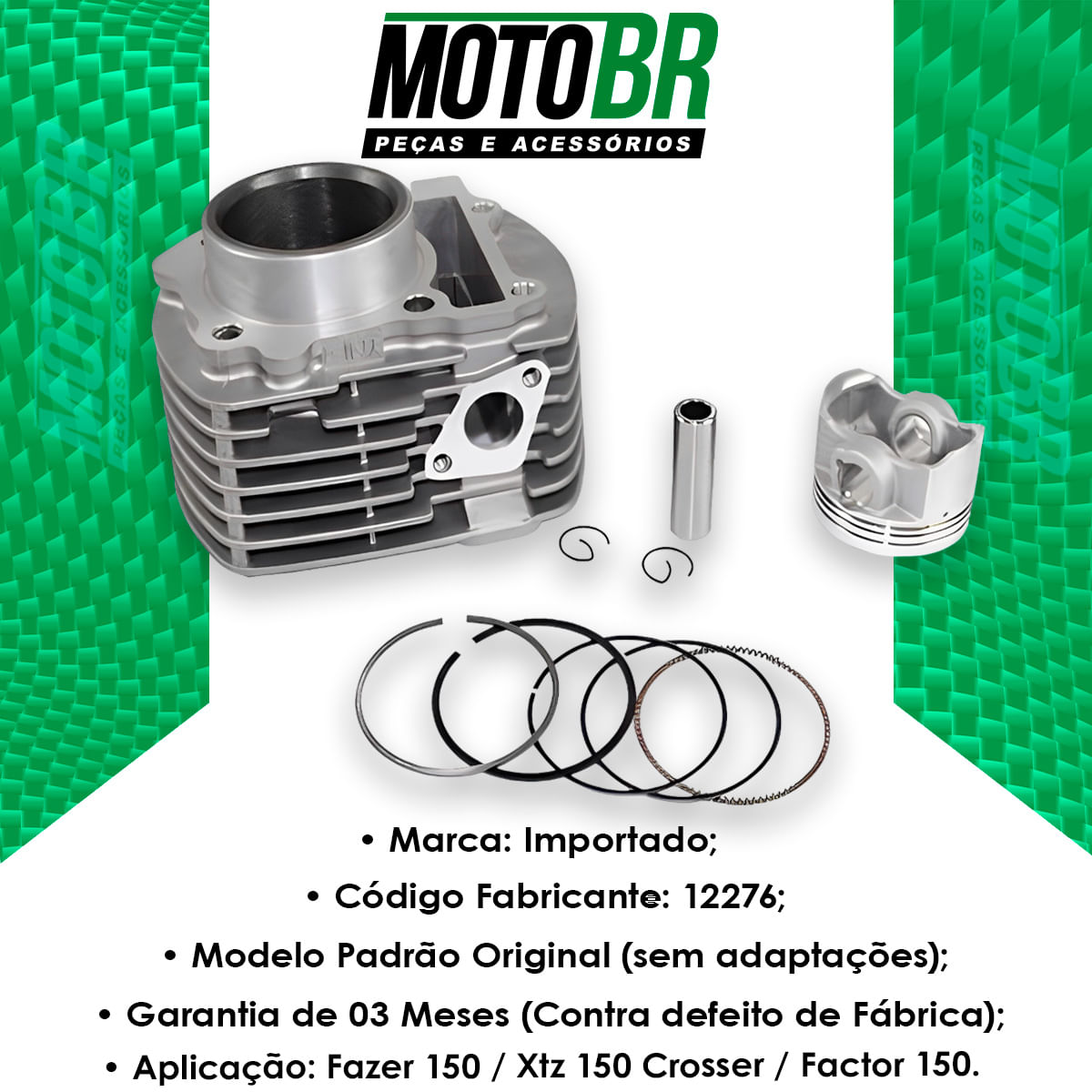 Kit Cilindro Motor Fazer 150 Factor 150 Xtz 150 Crosser - MotoBR